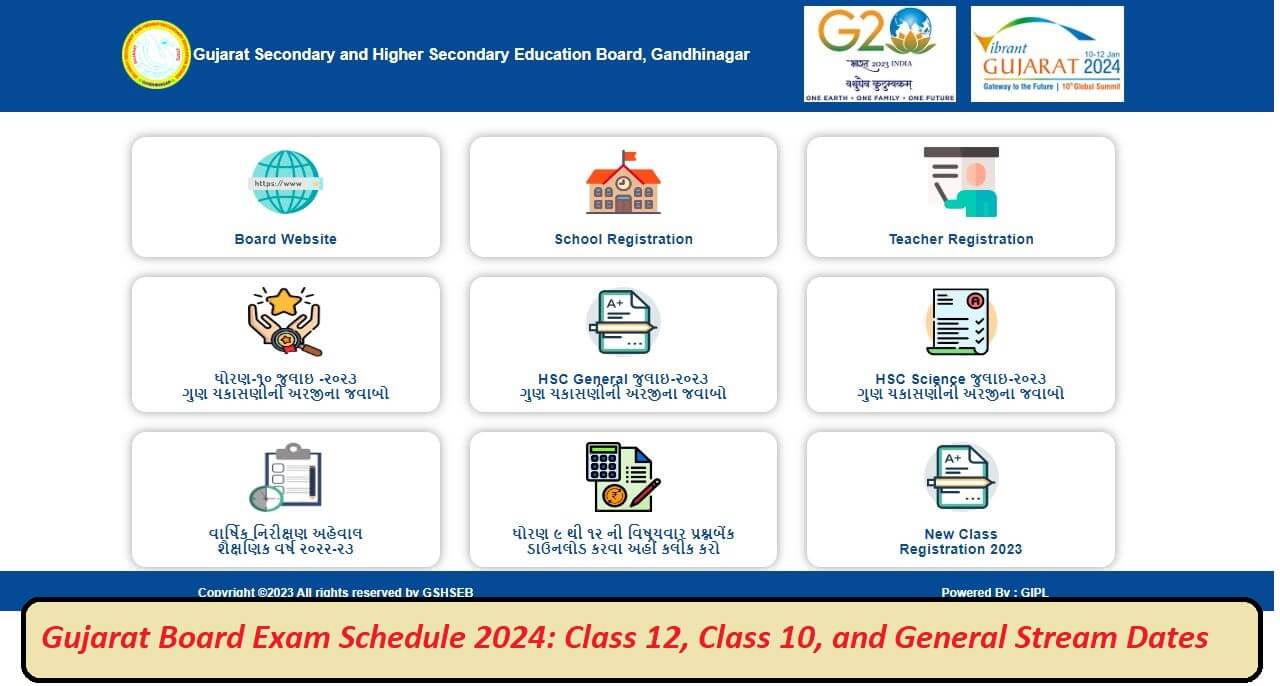 Gujarat Board Exam Schedule 2024: Class 12, Class 10, and General ...